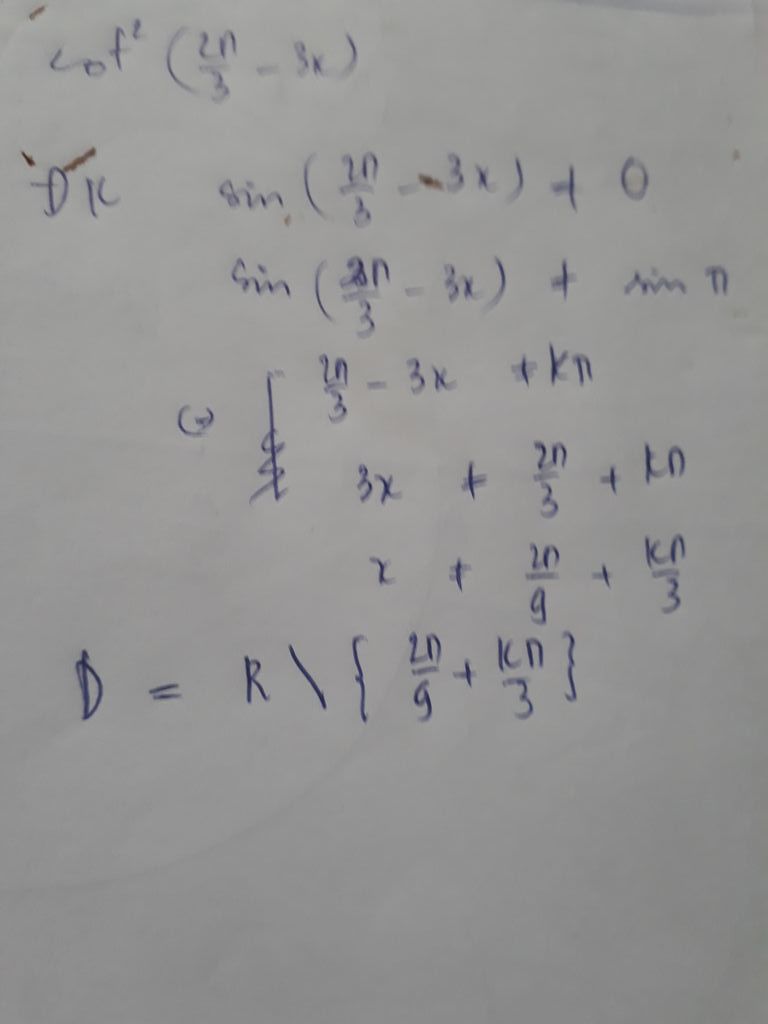 tìm txđ của hàm số y=cot^2(2pi/3-3x ) câu hỏi 11823 - hoidap247.com