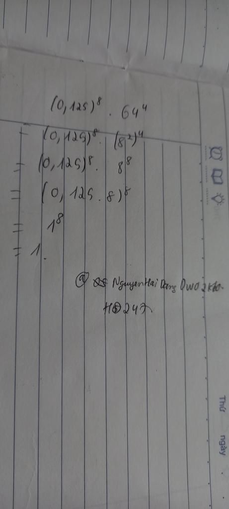 Viết các biểu thức sau dưới dạng lũy thừa của một số hữu tỉ a) (0,125 ...