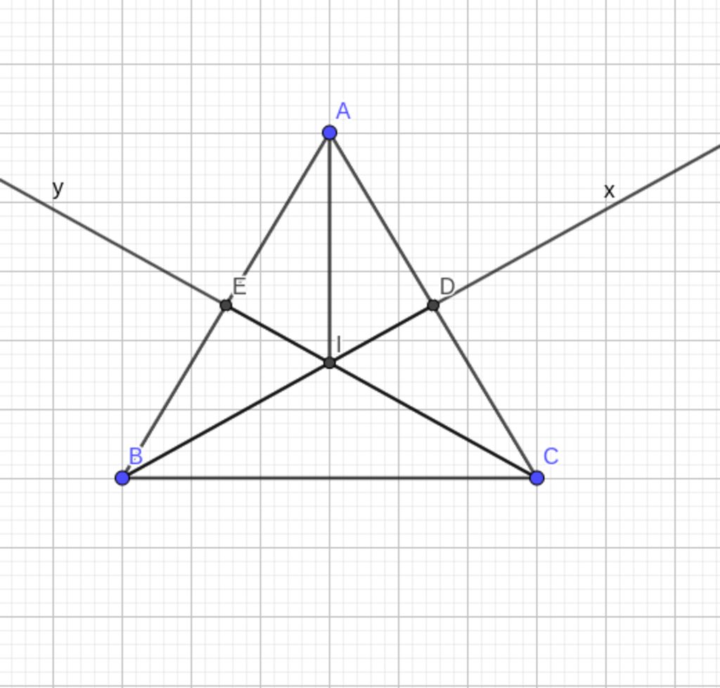 Cho ABC có AB = AC . Trên nửa mặt phẳng bờ BC chứa điểm A , vẽ tia Bx ...