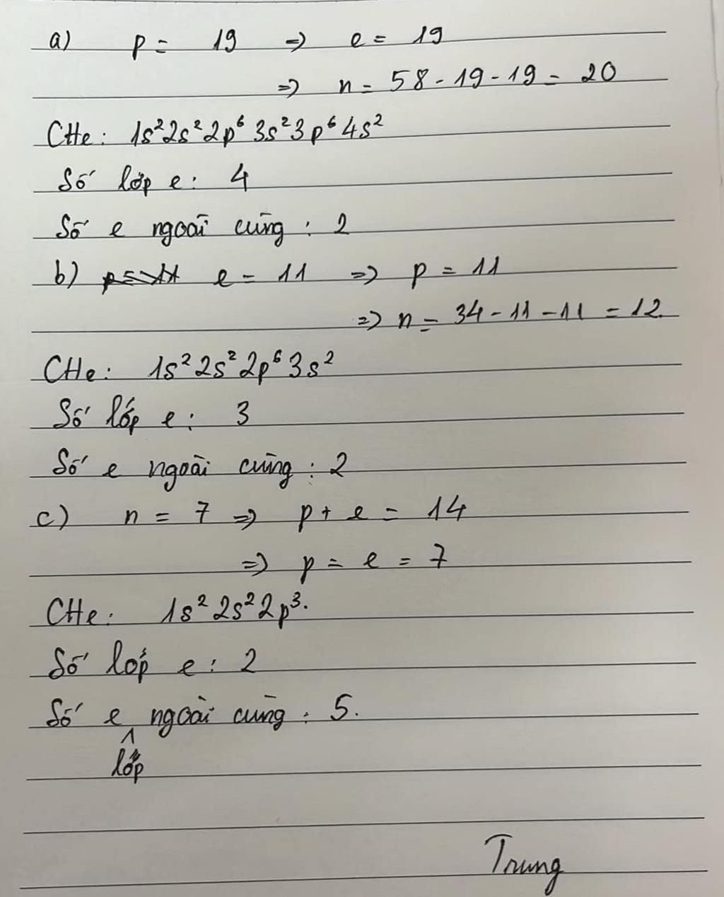 Tính số hạt trong nguyên tử x: a) biết tổng số hạt là 58 số proton là ...