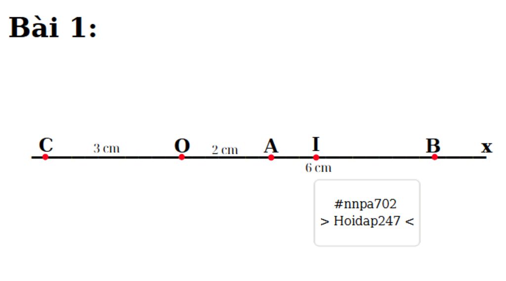 Bài 1: Trên tia Ox lấy hai điểm sao cho OA = 2cm, OB = 6cm. a) Tính độ ...