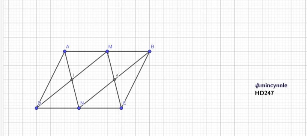 cho HBH ABCD có M,N lần lượt là trung điểm của AB, CD. a)c/m AMCN LÀ ...