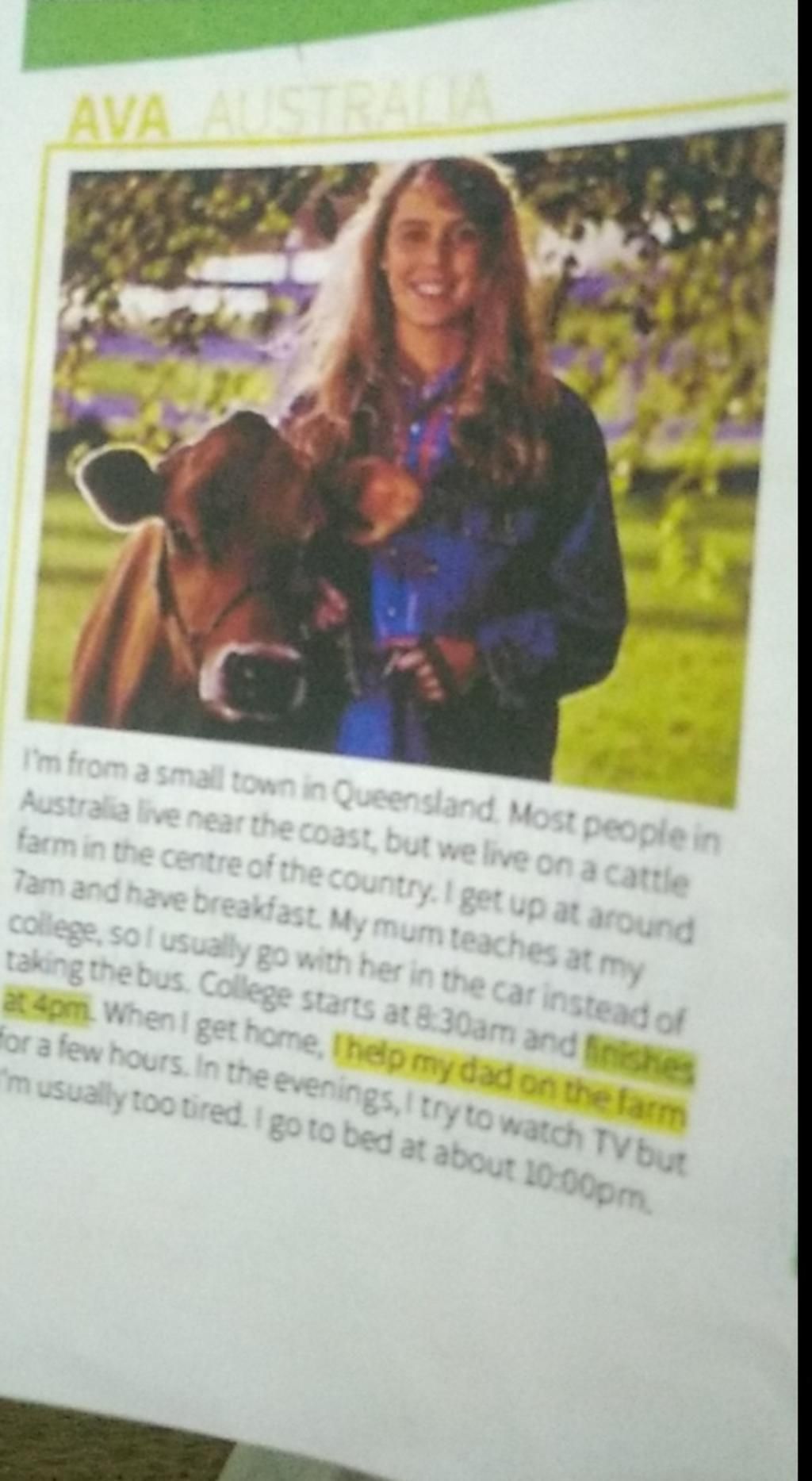 AVA AUSTRALIA I'm from a small town in Queensland. Most people in ...