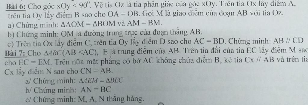 Bài 6: Cho góc xOy