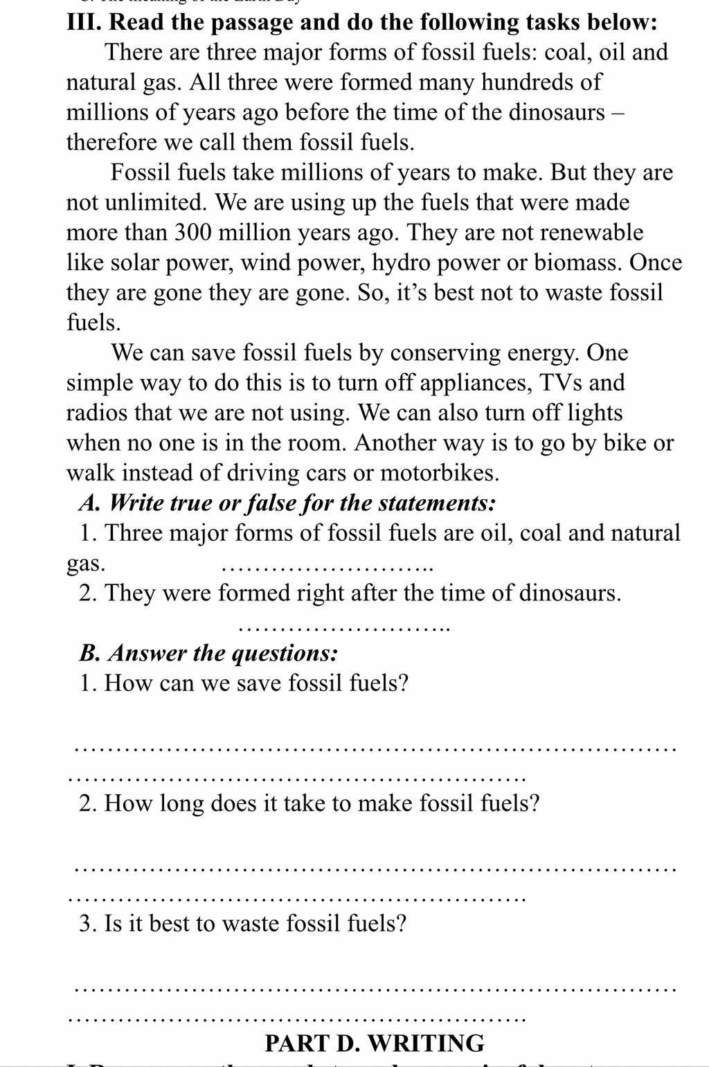 III. Read the passage and do the following tasks below: There are three ...