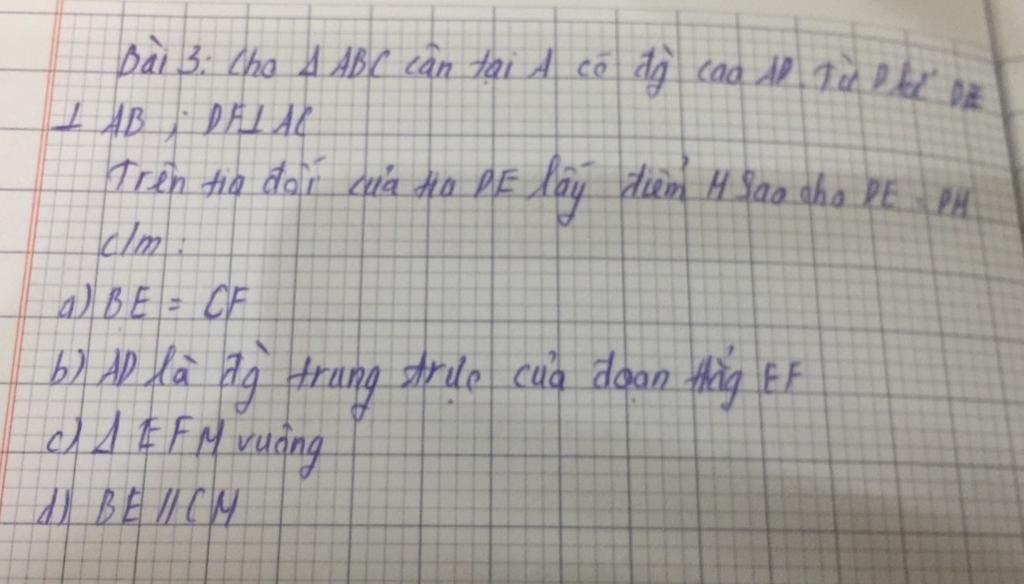 Bai 3: Cha d ABC can tai A cő dg caa AP. Tt. e oz I AB Trên tia đar cua ...