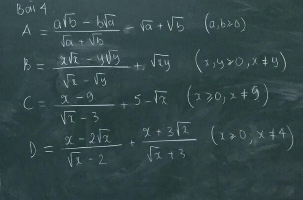 Bai 4 A = В = B абб - bra - rat VЂ (a,b>6) b√a √a + √5 ябе -убу + беў ...