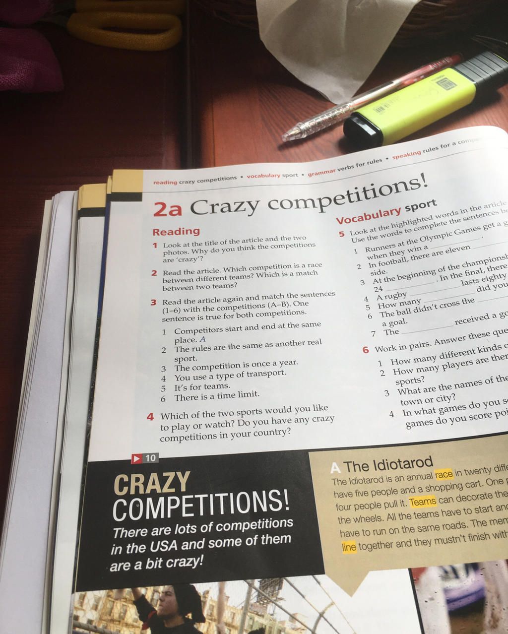reading crazy competitions vocabulary sport grammar verbs for rules ...