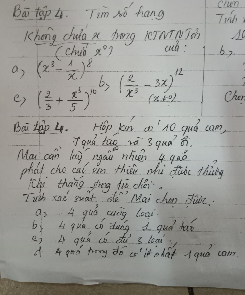 Bai tap 4. Tim so hang Không chưa xa trong KTM TRỤ Tôn (chứa xon cula ...