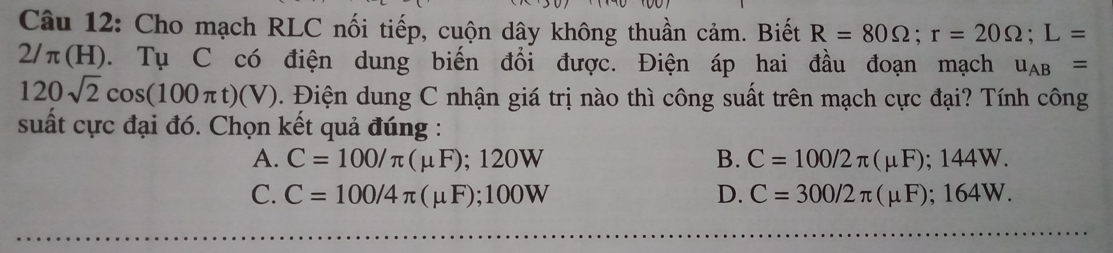 Giúp e với, đáp án đúng kèm lời giải ạ, e cảm ơn trc= Câu 12: Cho mạch ...