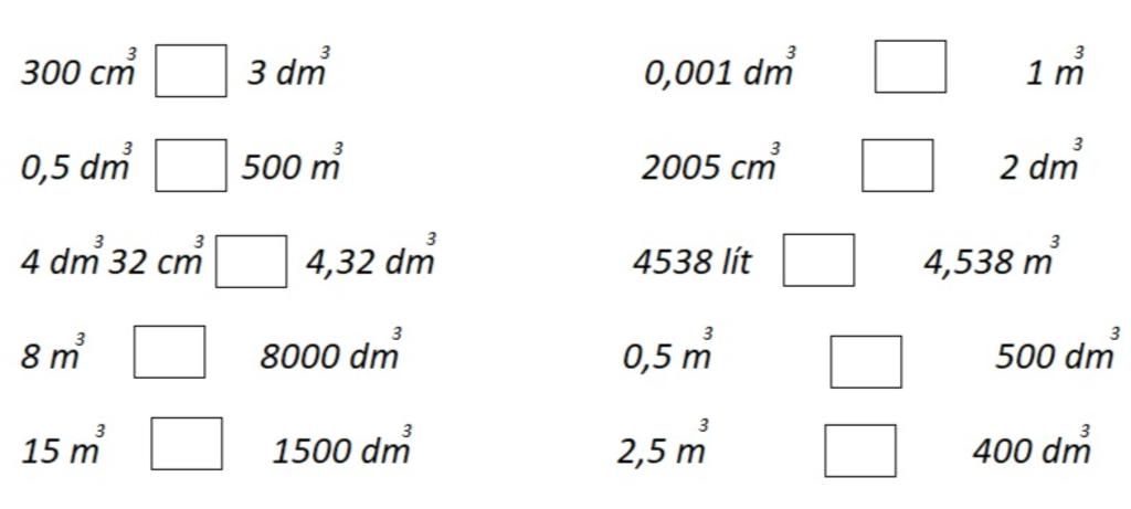 300 cm 0,5 dm 4 dm 32 cm 8m²³ 15 m² 3 3 dm³ 500 m 4,32 dm 8000 dm 1500 ...
