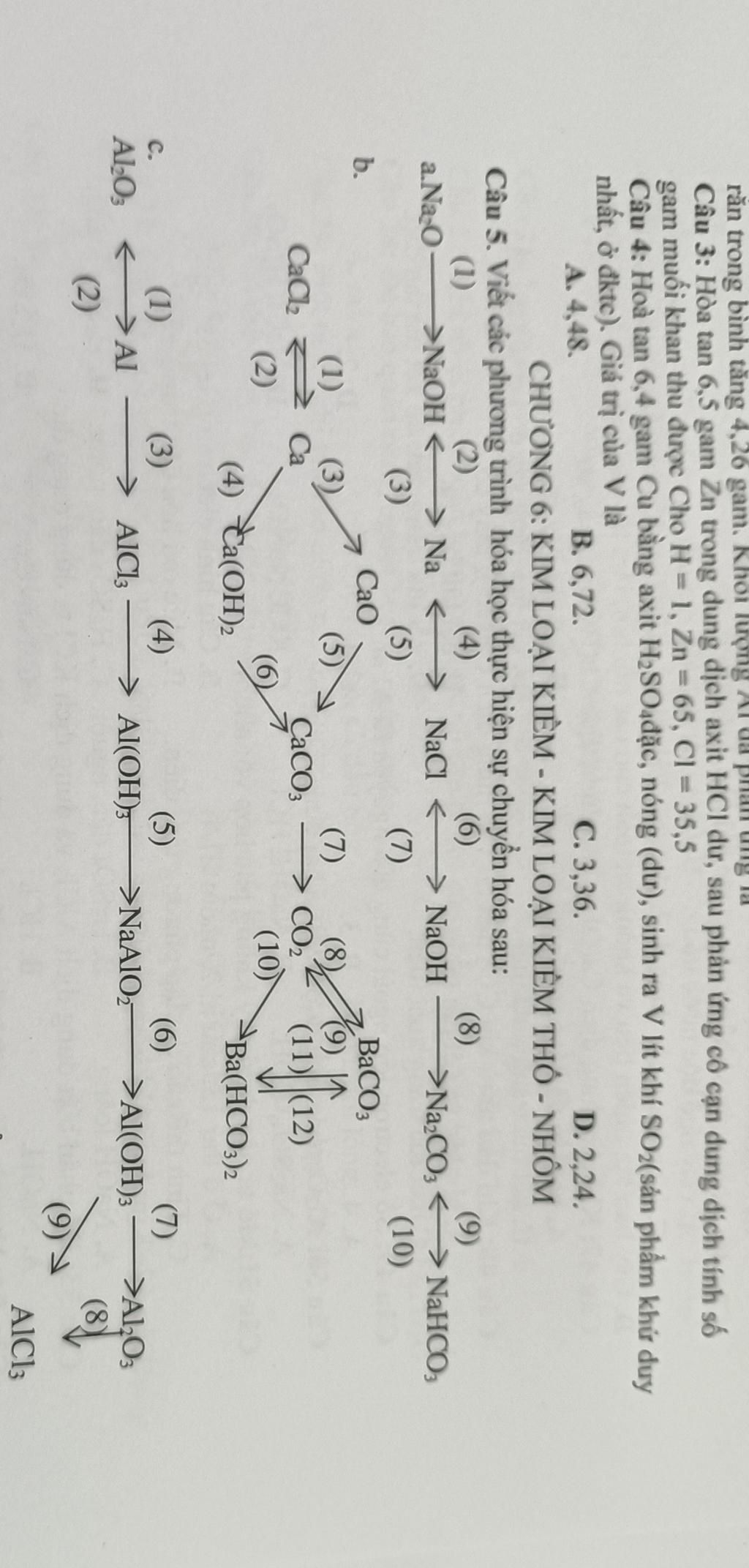 rắn trong bình tăng 4,26 gam, khỏi lượng An đã phan ung là Câu 3: Hòa ...