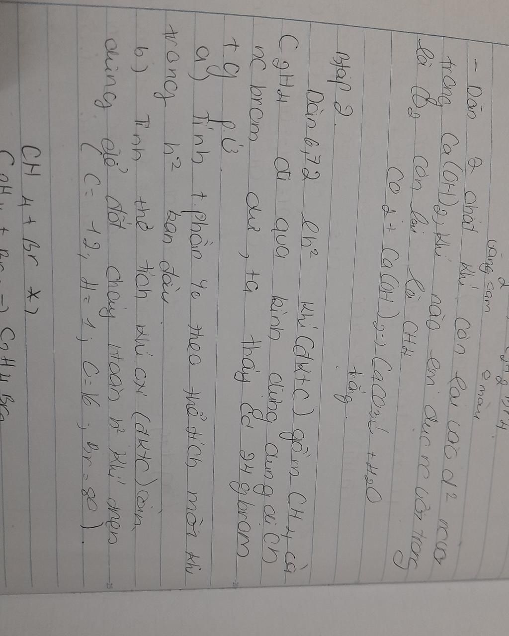 Dan trong là ₂ враір ә C g H H Dan 6,72 a chất khí CaCOH)2, khi con ...