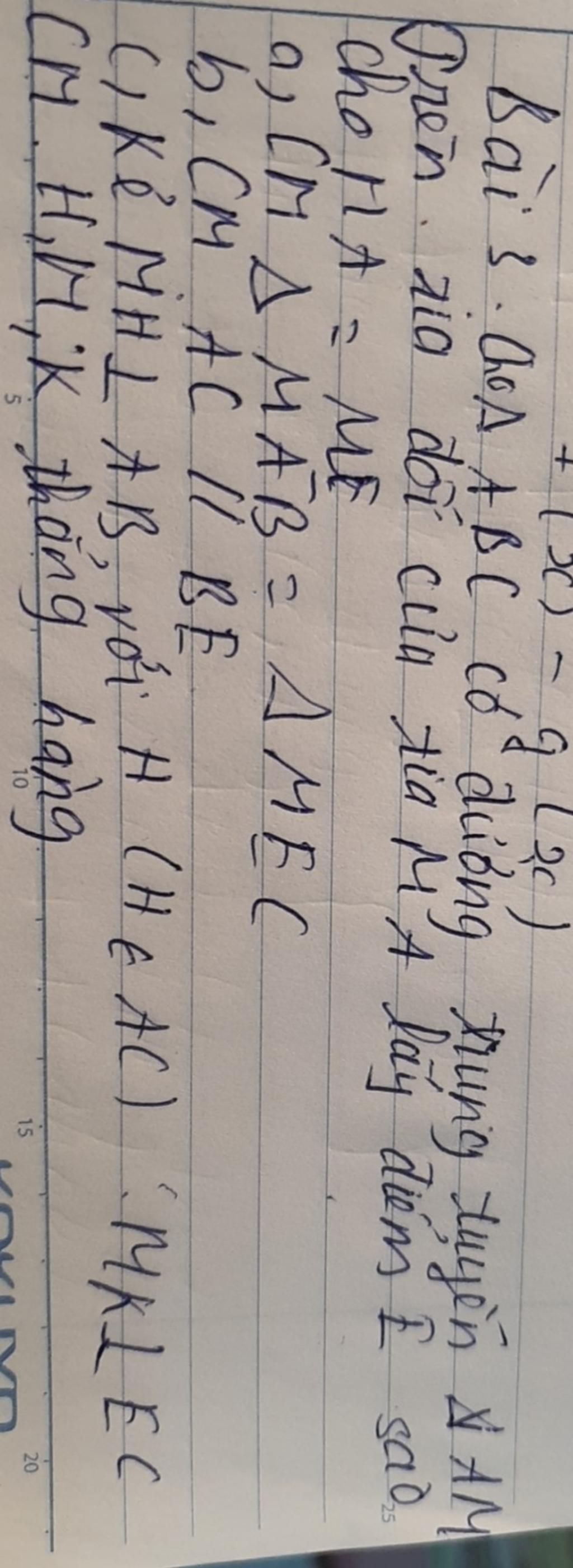 + gl 20) Bài 3. CHOA ABC có đường trung tuyến NAM Tren zia doi cria tia ...