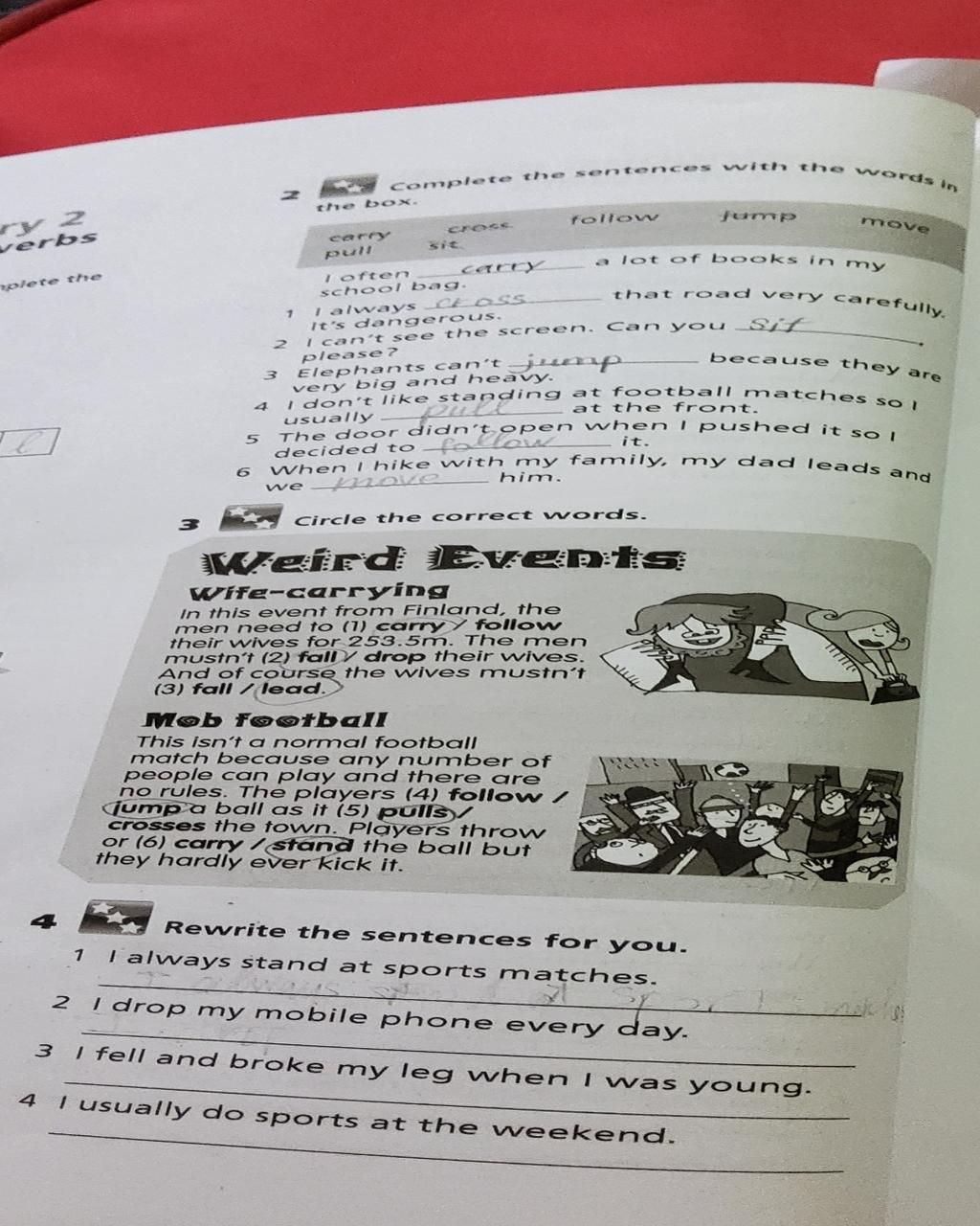 ry 2 verbs plete the 4 4 5 N 1 Complete the sentences with the words in ...