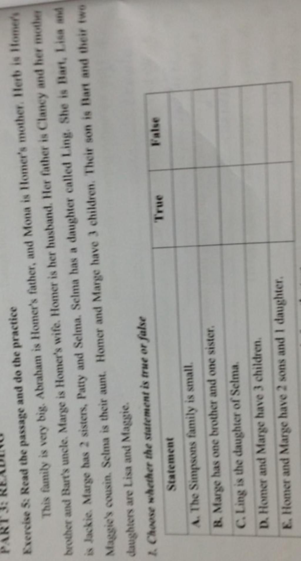 PART Exercise 5: Read the passage and do the practice This family is ...