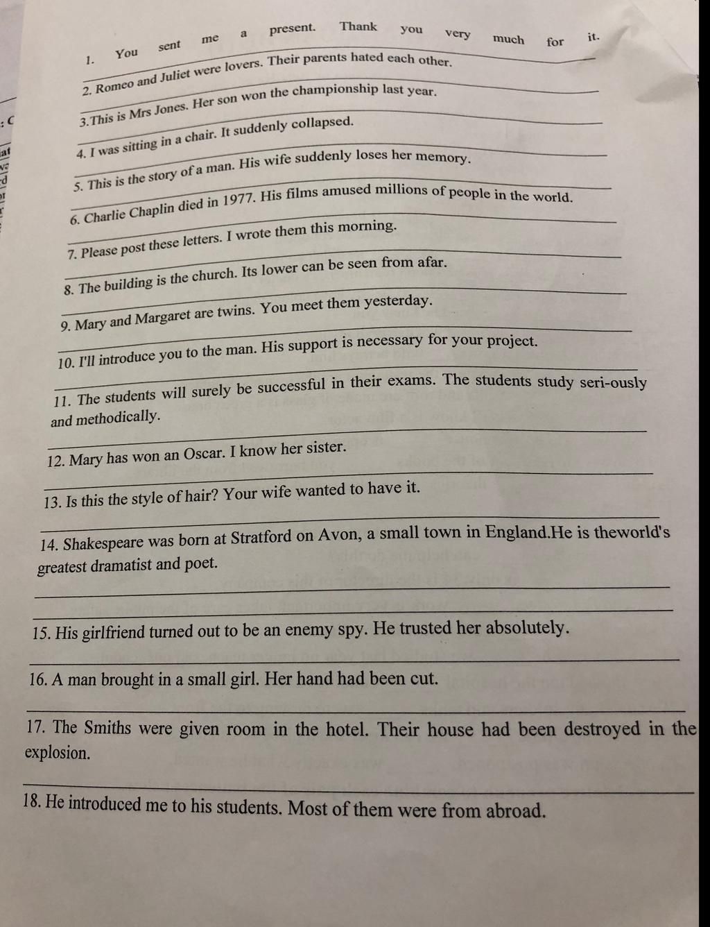 af d 1. You sent me a present. Thank you very much for 2. Romeo and ...