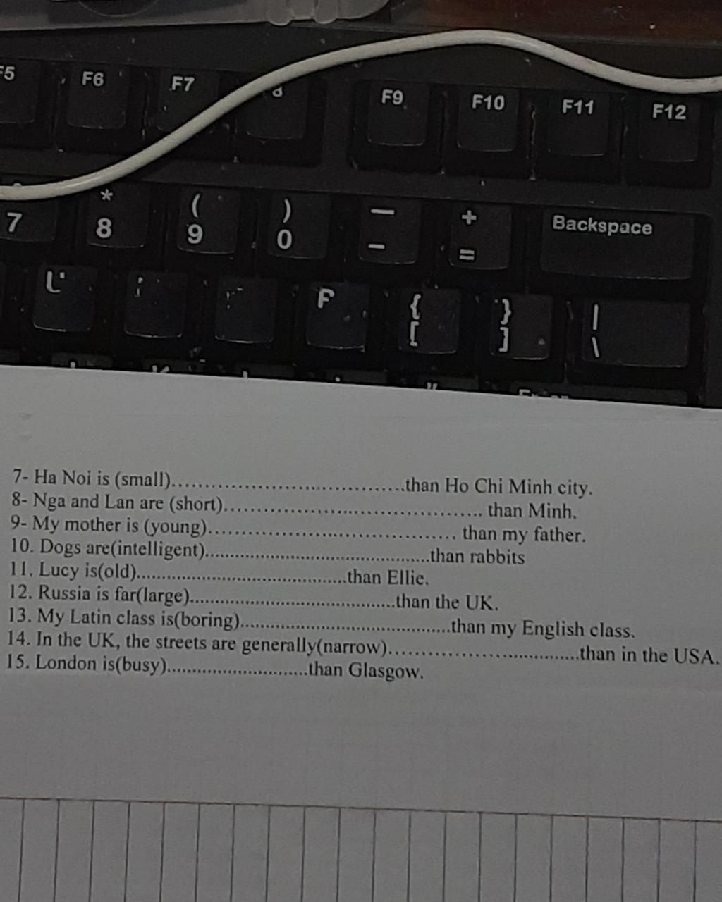 Giúp mik với ạ Thank kiu Câu hỏi : Cho dạng đúng của từ trong ngoặc F5 ...