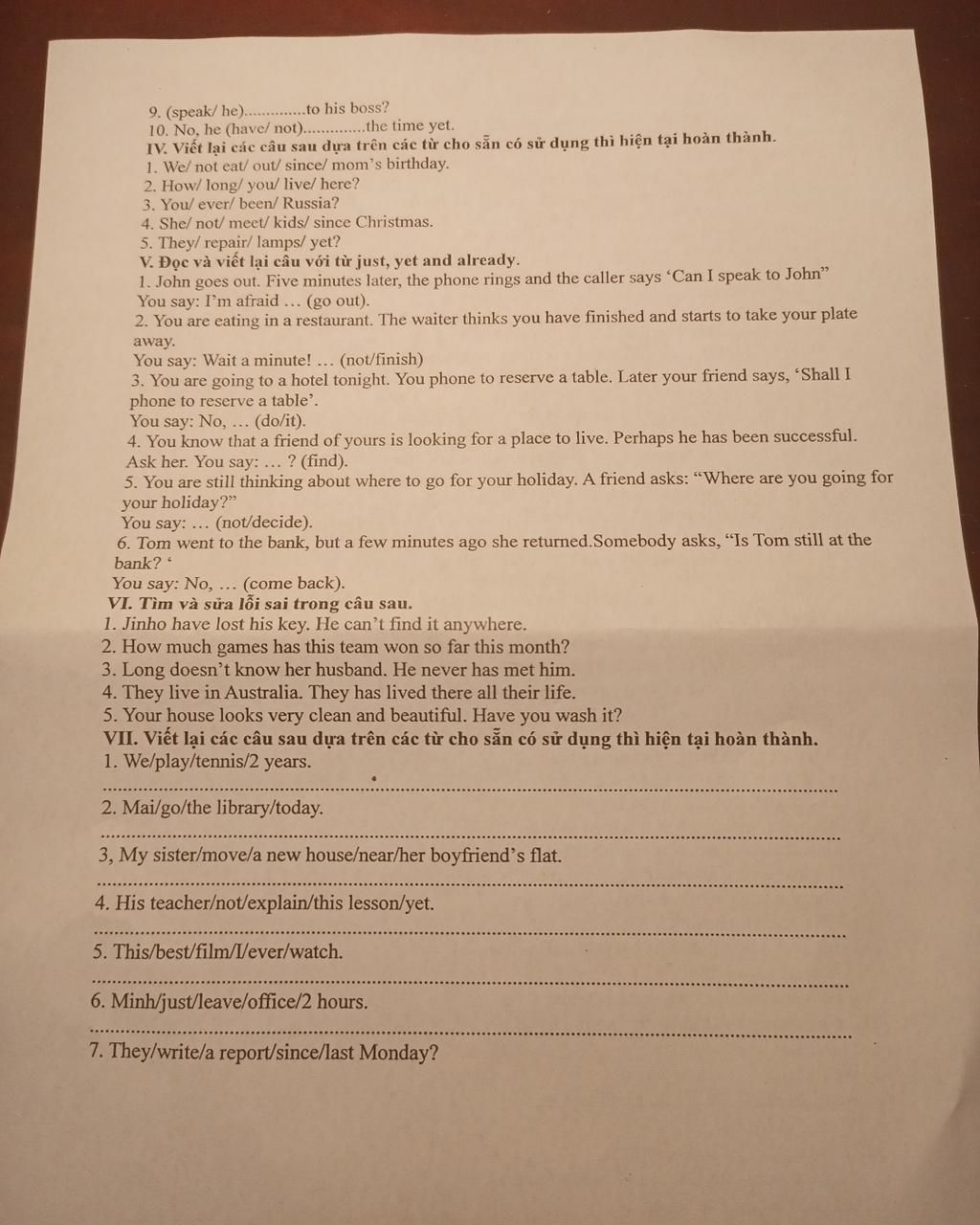 9. (speak/he)..............to his boss? 10. No, he (have/ not ...