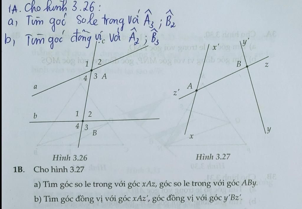 IA. cho hình 3.26 á, Tìm góc Sole trong và sole trong với Âu, B2 bị tìm ...