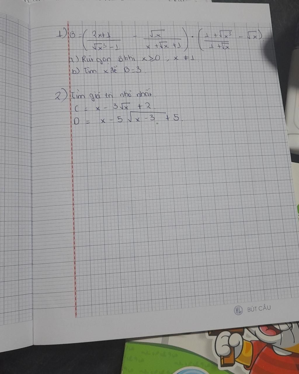 DB +)²B=√ 2x+1 √x³-1 x + √x +1 a) Rut gon Bkhi x >0; x #1 (b) Tim x de ...
