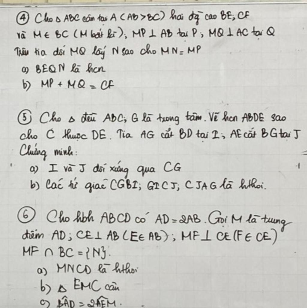 4 Chos ABC can tou A (AB > BC) hai dg cao BE, CF và Me BCCM bất là ...