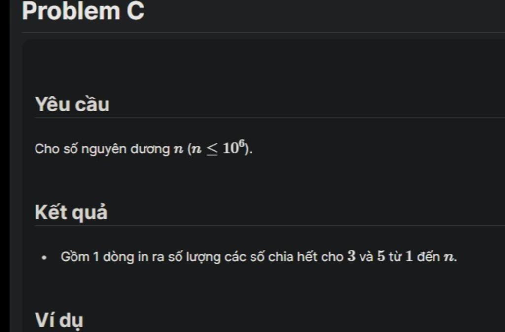Problem C Yêu cầu Cho số nguyên dương n (n