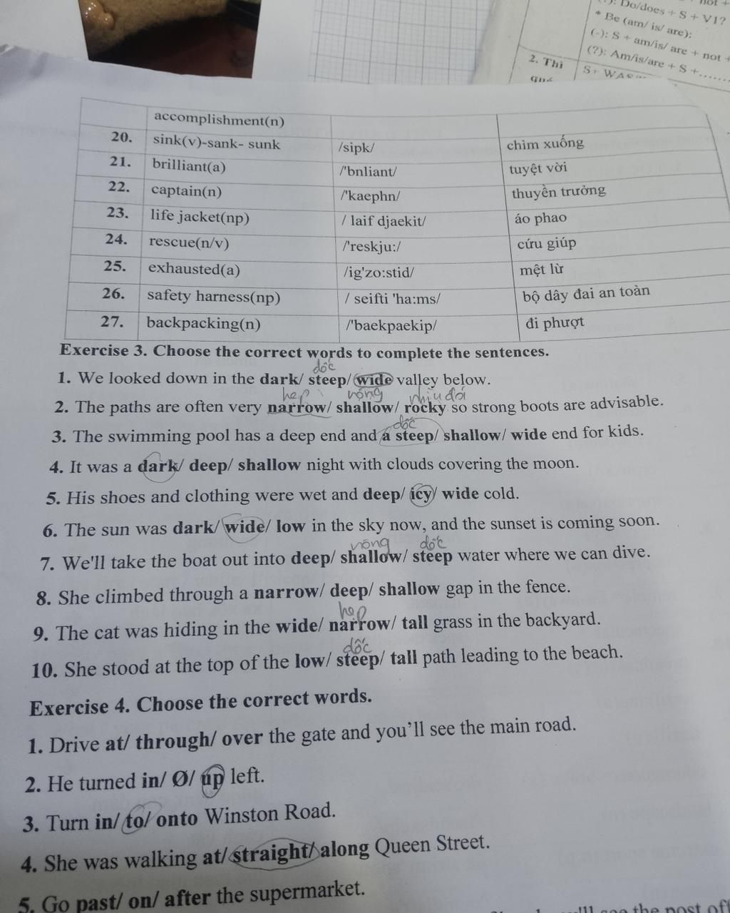 accomplishment(n) sink(v)-sank- sunk 20. 21. brilliant(a) 22. captain(n ...