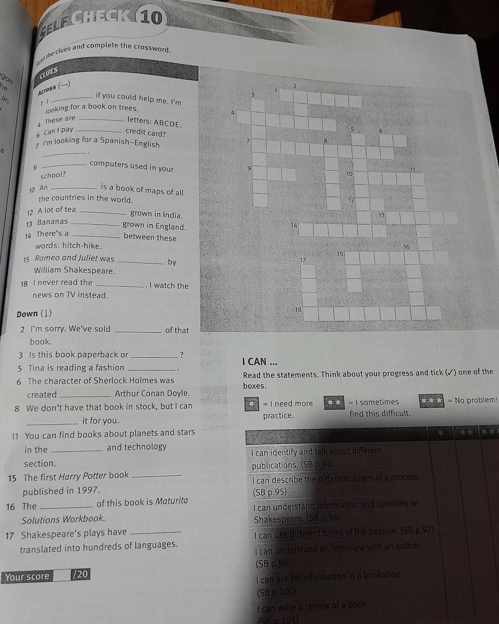 gon he an 1 d GELE CHECK (10) ad the clues and complete the crossword ...