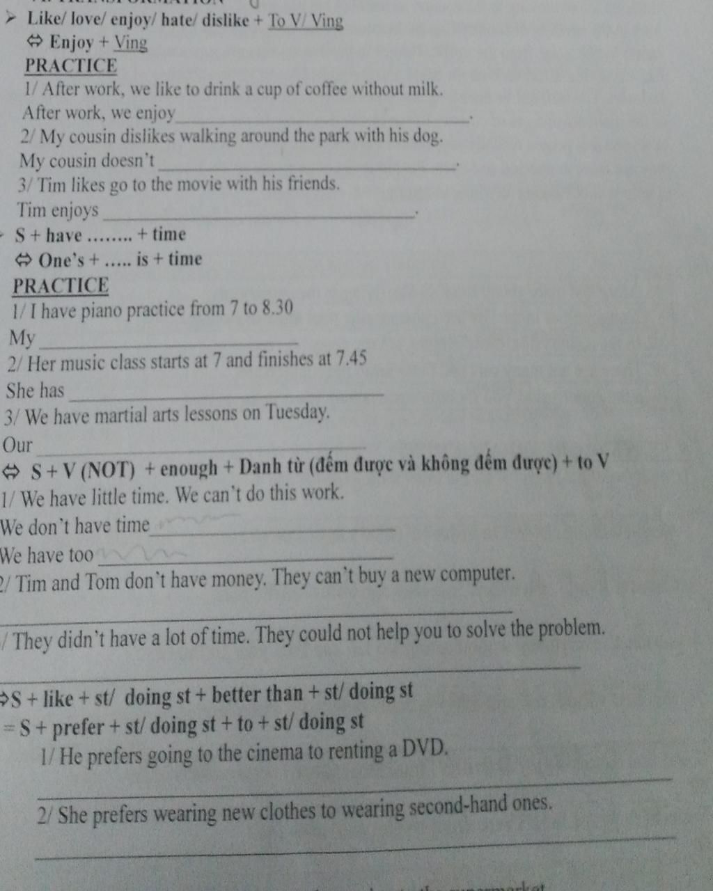 Like/ love/ enjoy/ hate/ dislike + To V/ Ving Enjoy + Ving PRACTICE 1 ...