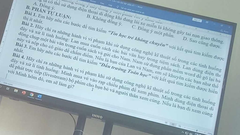 O 1200 word A. Đồng ý. B. PHẦN TỰ LUẬN: Bài 1. Em hãy nêu các bước để ...