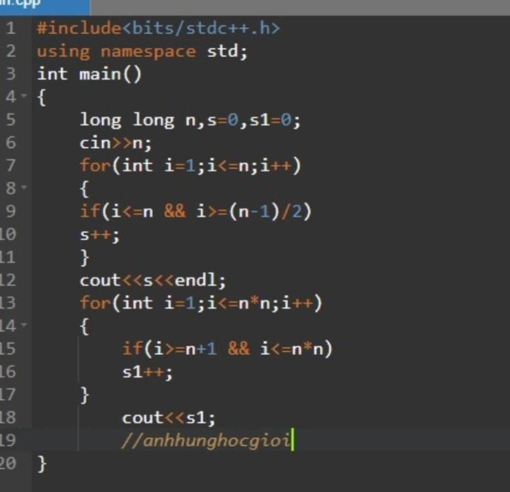 1 #include 2 using namespace std; 3 int main() 4 - { 5 6 7 8- 69 LO 11 12 13 14- 15 16 17 18 19 ...