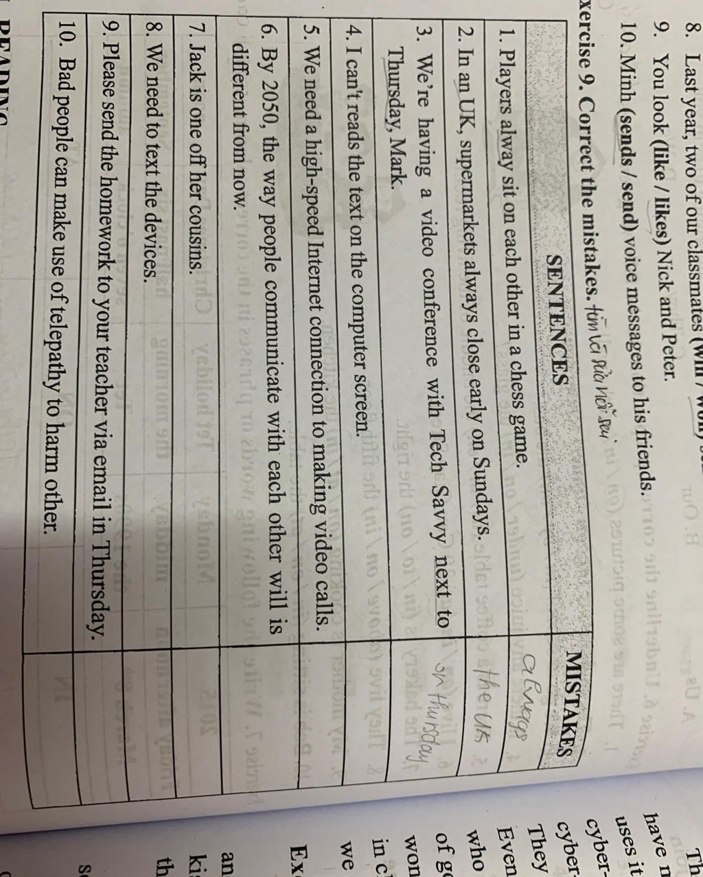 8. Last year, two of our classmates 9. You look (like / likes) Nick and ...