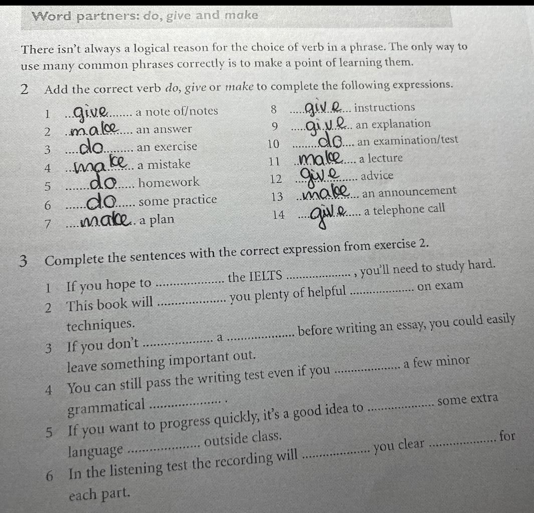 Word partners: do, give and make There isn't always a logical reason ...