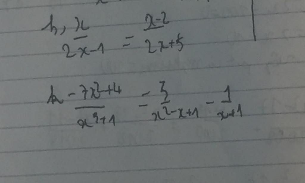 h, k 2-2 2x1 = 2x+5 A-7x²+4 - 3 9274 1 212-x+1 3+1