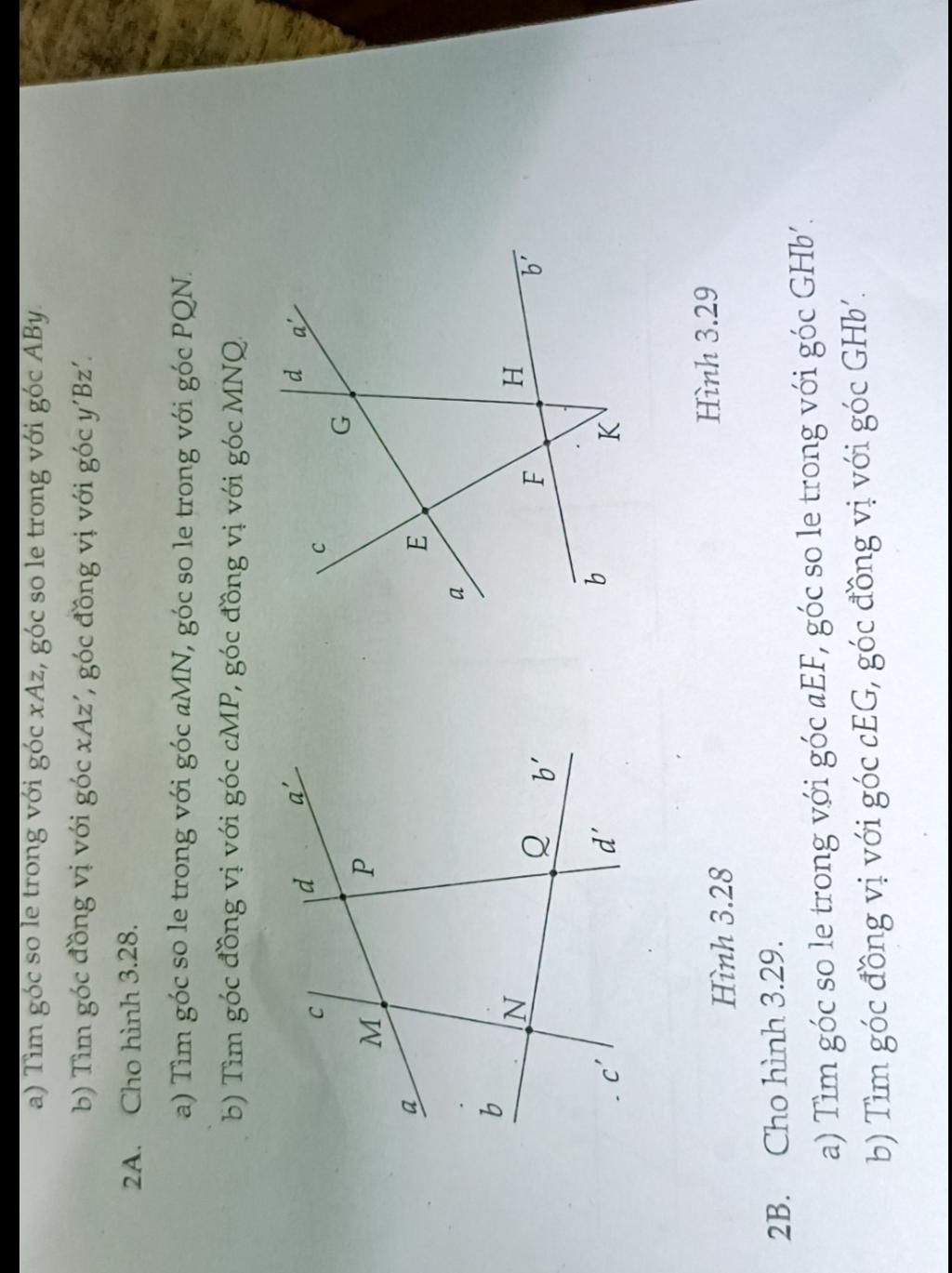 a) Tìm góc so le trong với góc xAz, góc so le trong với góc ABy b) Tìm ...