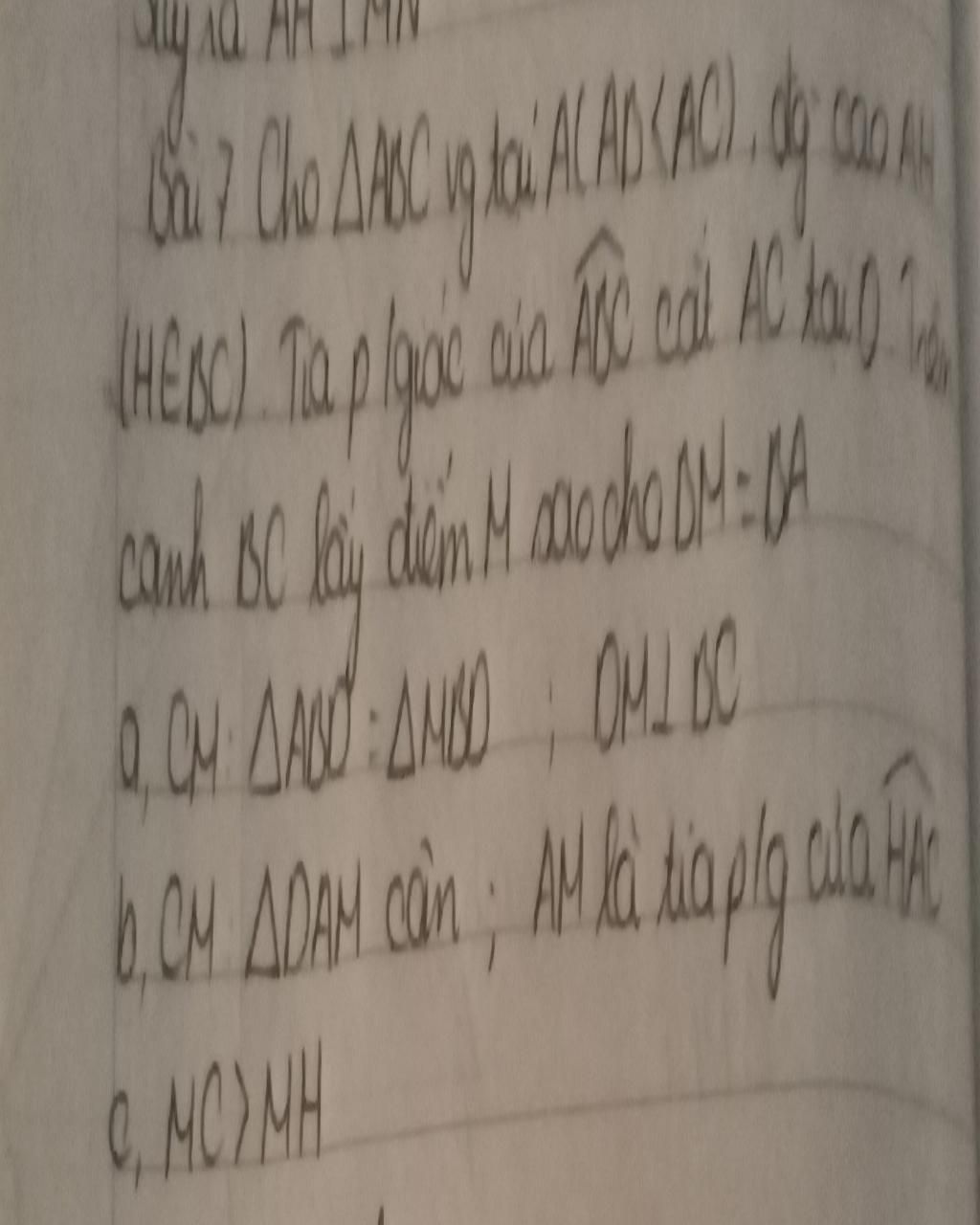 Ghi 7 Che AMC vo bol AL AD (AC). dog to canh BC bey dem Moocho DM: JA 9 ...