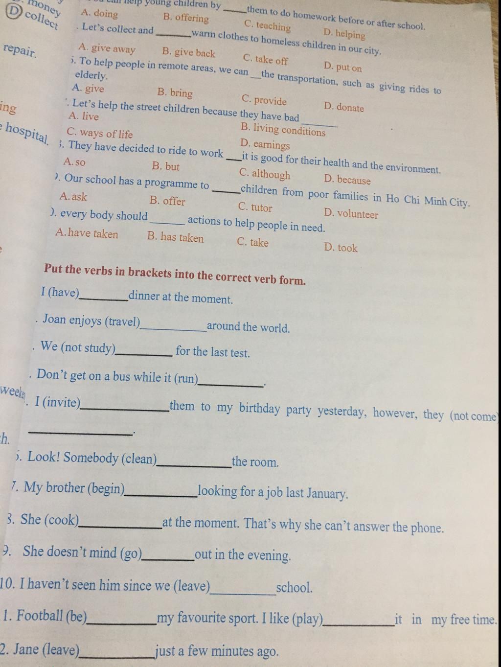 honey A. doing elp young children by B. offering D) collect repair. ing ...