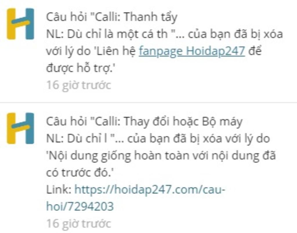 Calli: Buồn cười NL: Ngoài xóa câu hỏi của tôi thì còn làm được gì làm ...