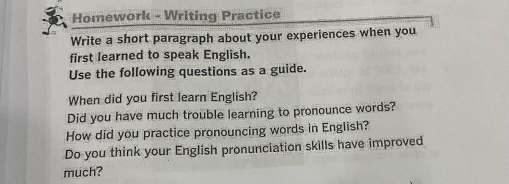 Homework-Writing Practice Write a short paragraph about your ...