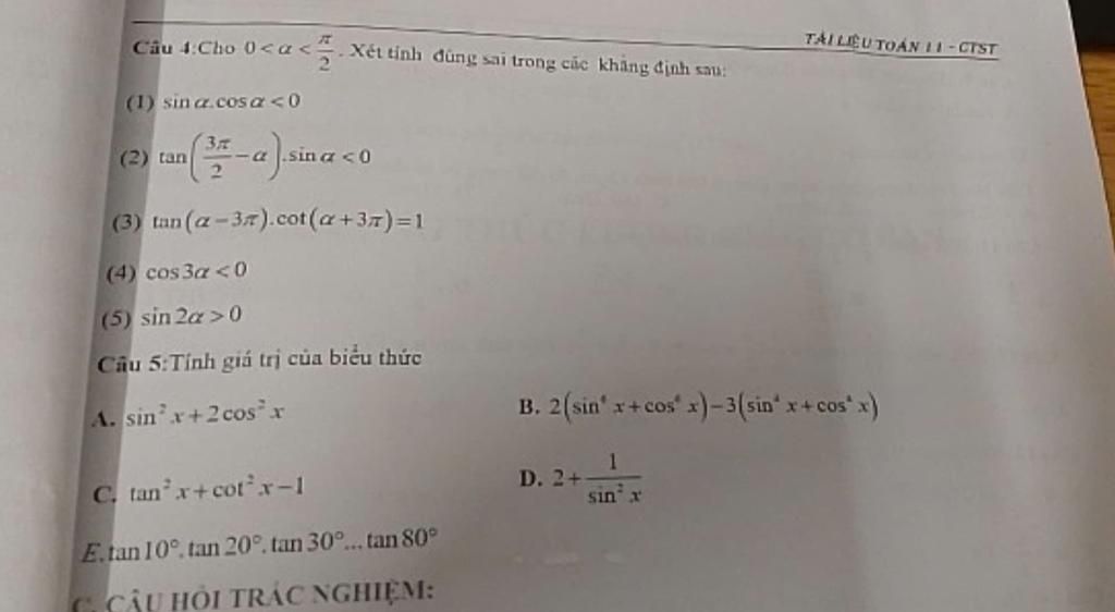Chi tiết hộ , chủ yếu là cthuc `+` cách trình bày Làm `4)` hoặc `5 ...