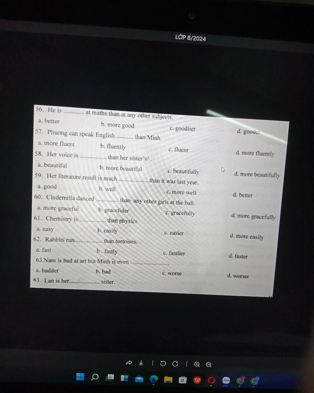 Giúp mình với ạ.Giải thích cthuc dùm mik vs ạ LỚP 8/2024 56. He is ...