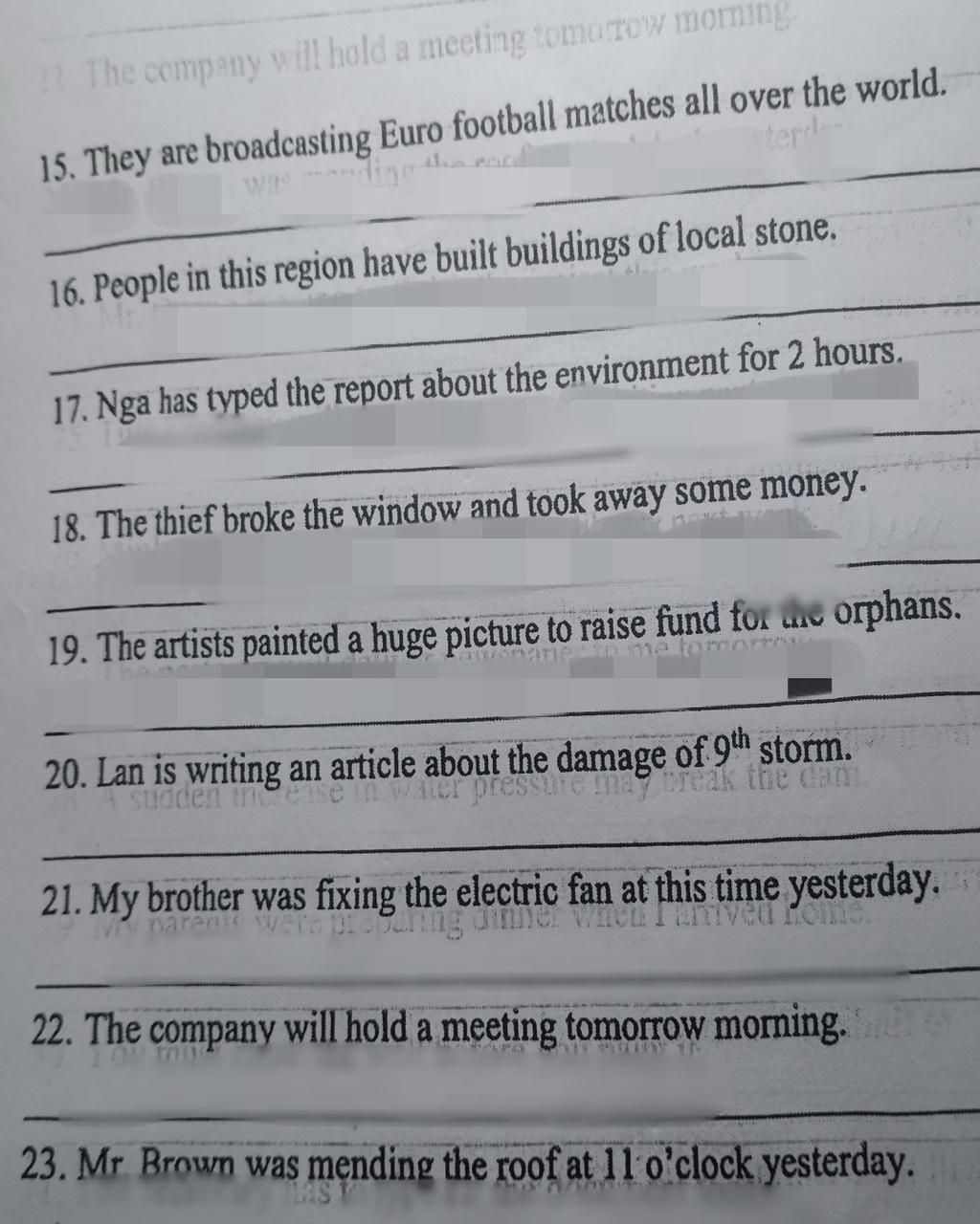 22 The company will hold a meeting tomorrow morning. terd 15. They are ...