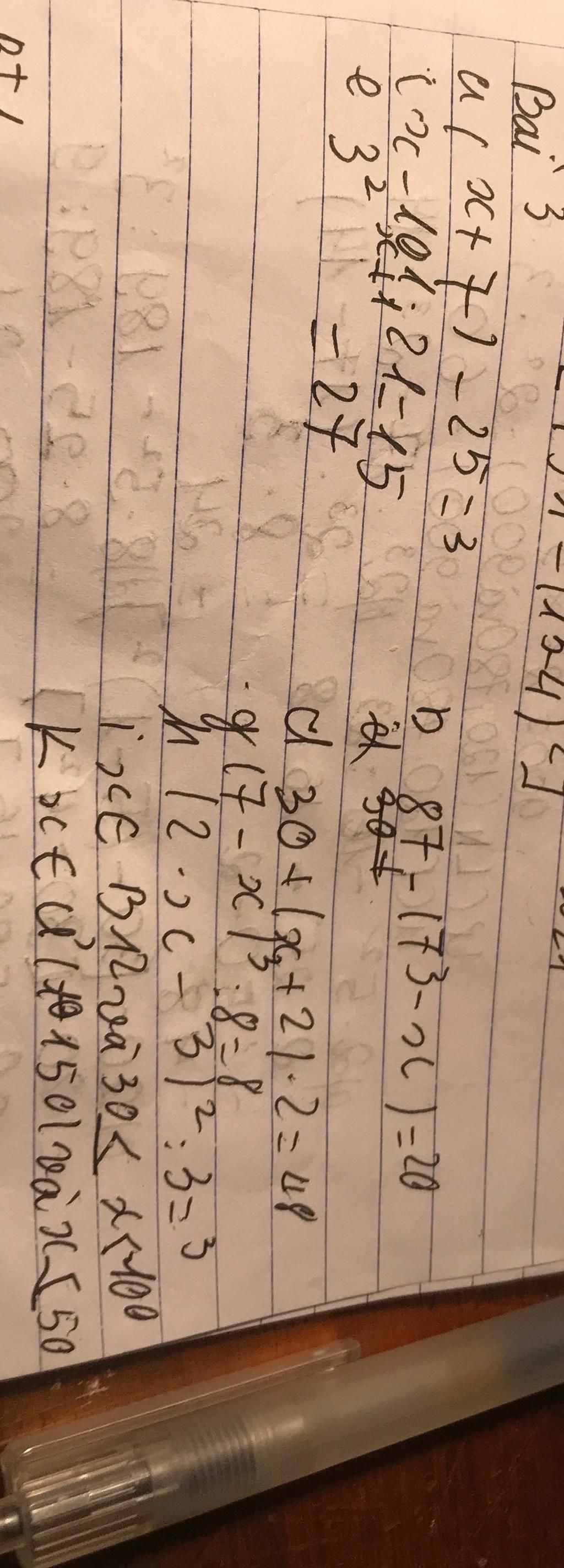 Bai 3 a/x+71-25=3 (x-191121-15 e 3² 1-27 பக 281-2 8881-29-8 ९-8 b87-173-つし)=20 il 30+ d 30+126 ...