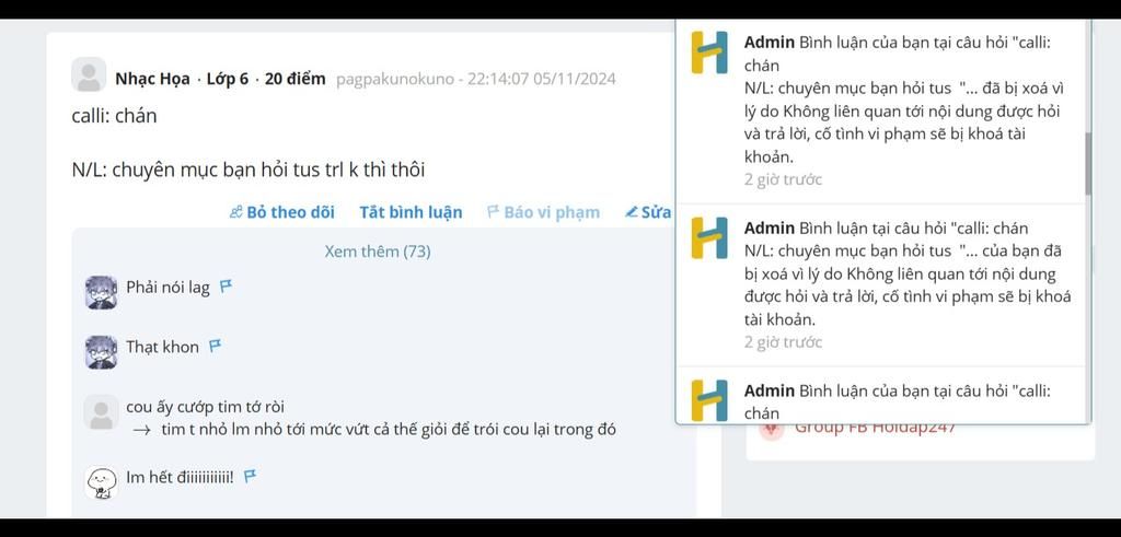 calli: ủa?? nl: mod nào lạ à nhen tại câu hỏi của mik thì mik bl cs sao ...