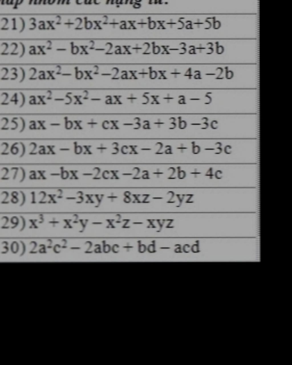 Anh cj giúp em từ câu 21-25 vs ạ , em cảm ơn trc ạ 21) 3ax²+2bx²+ax+bx+ ...