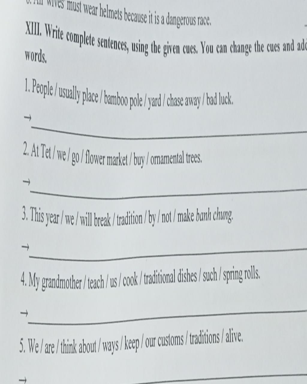 All Wives must wear helmets because it is a dangerous race. XII. Write ...