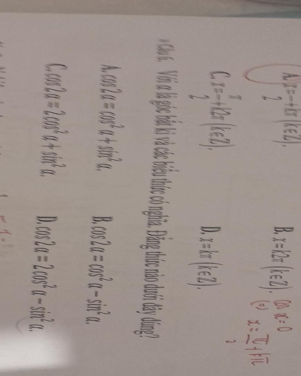 Câu 6 với A là góc bất kỳ và biểu thức có nghĩa đẳng thức nào sau đây ...