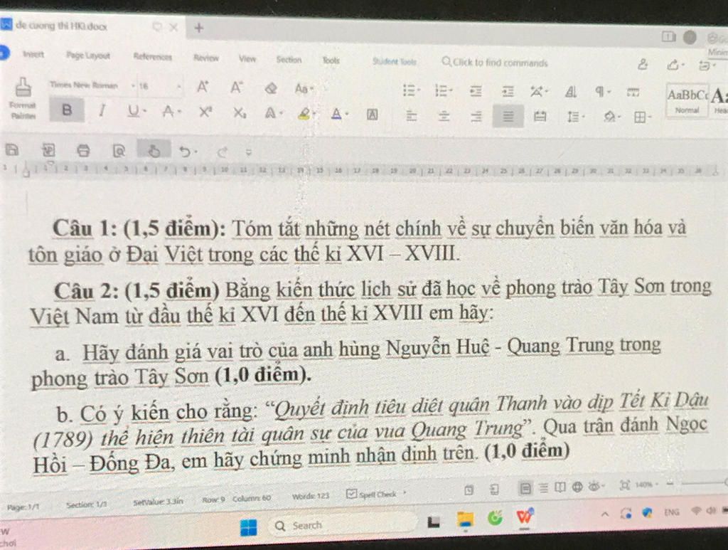 de trong thị the + Intert Page Layout References Review View Section Tools Student Tools QClick ...