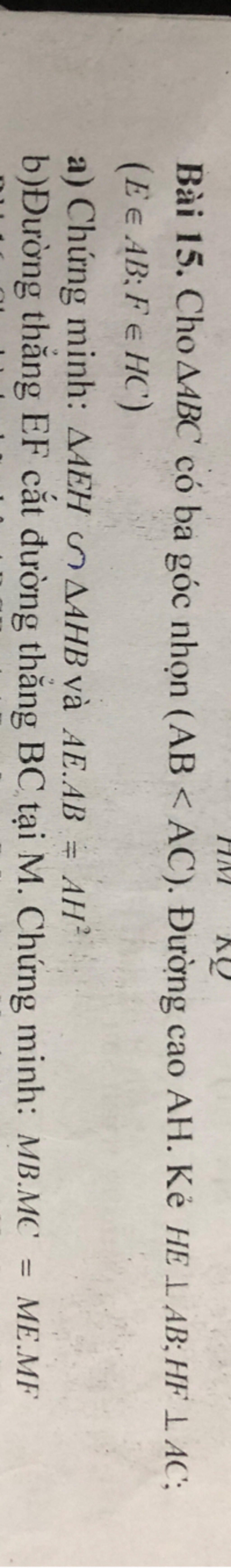 Bài 15. Cho ABC có ba góc nhọn (AB